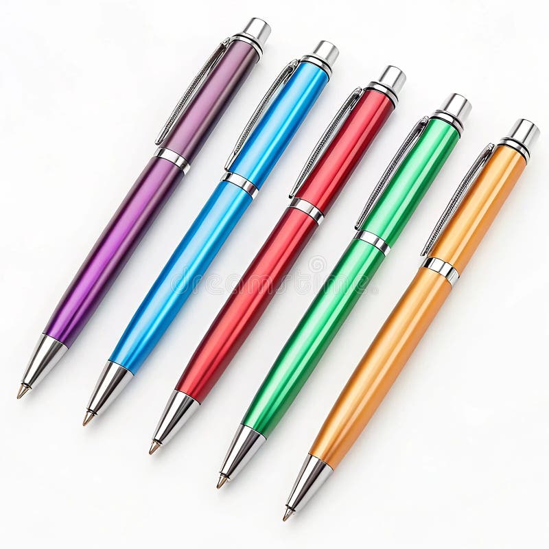 Multicolored Ballpoint Pens with Smooth Ink Flow Stock Illustration ...