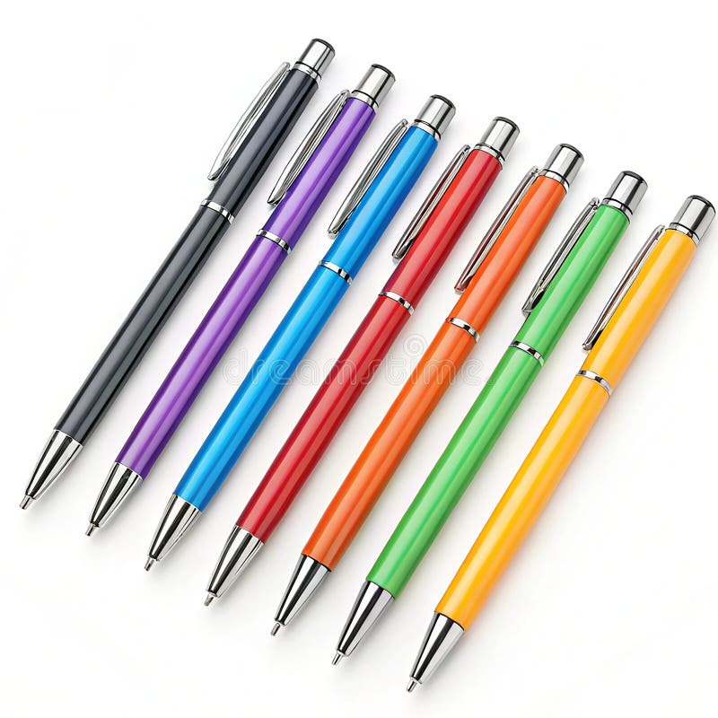 Multicolored Ballpoint Pens with Smooth Ink Flow Stock Illustration ...