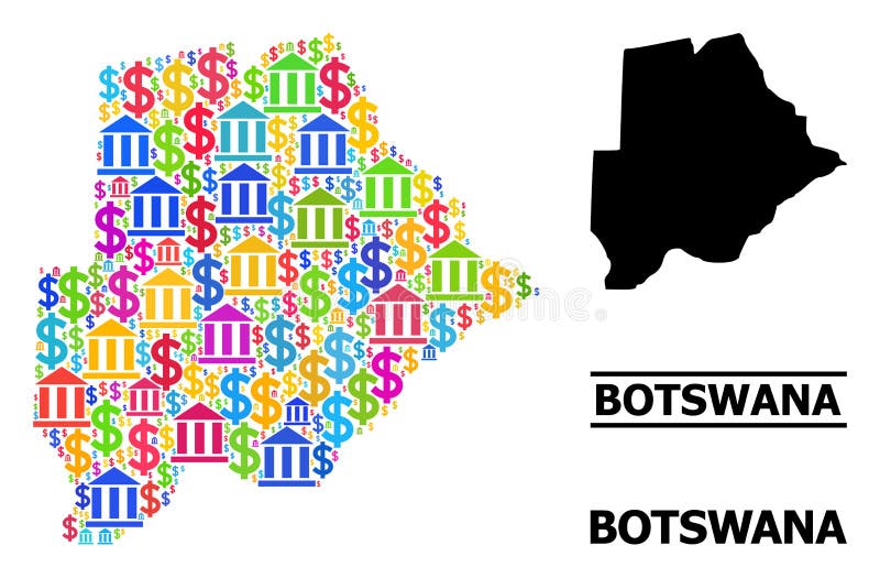 Vector Collage Map of Botswana of Bank and Money Icons Stock Vector ...