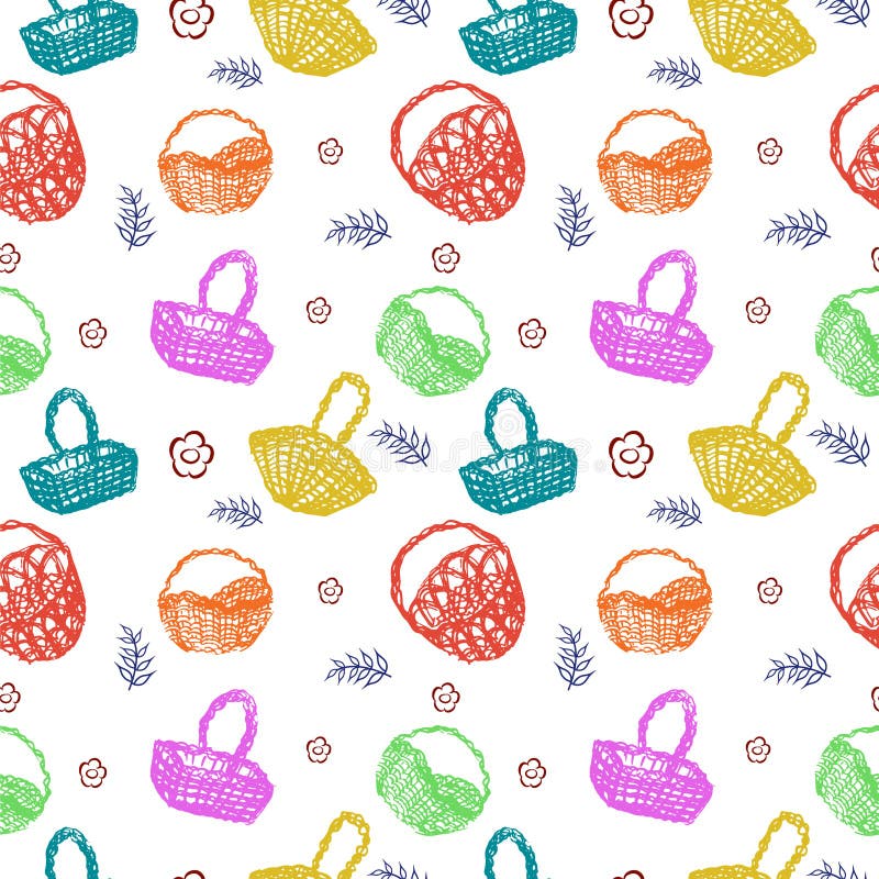 Multicolored Baskets Pattern Stock Vector - Illustration of leaves ...