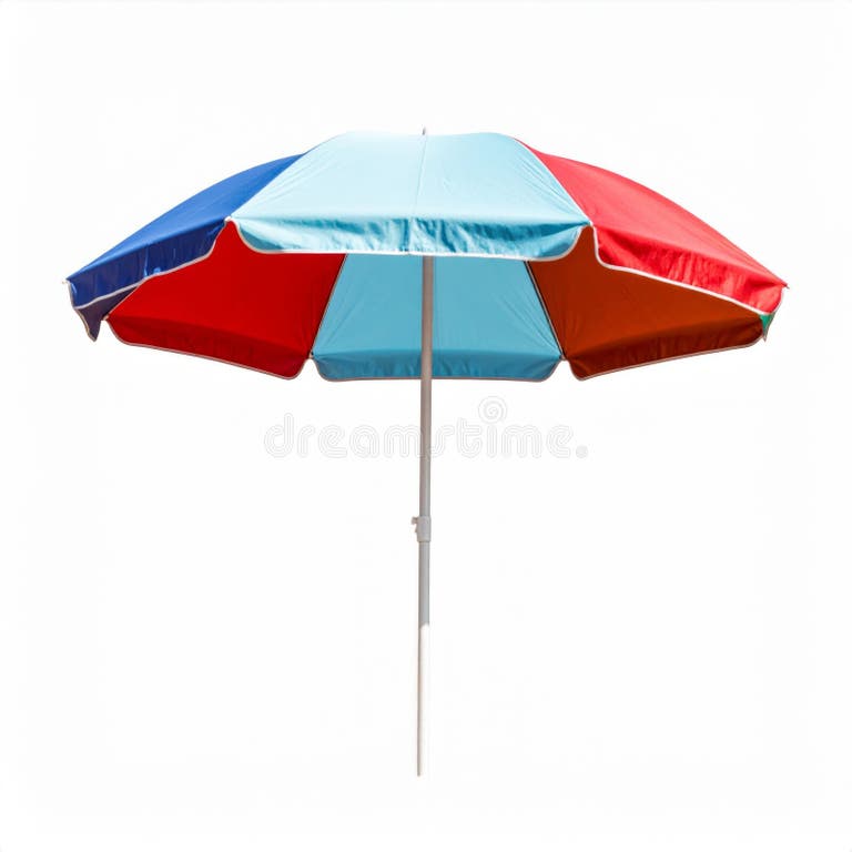 Multicolored Beach Umbrella on White Background Stock Illustration ...