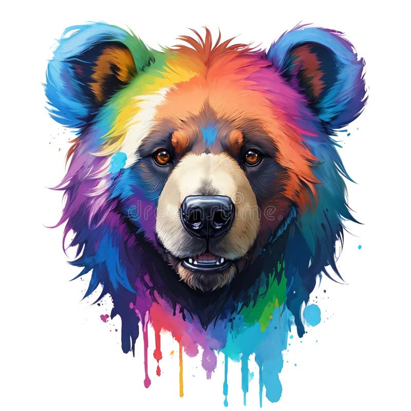 Multicolored Bear Head Features a Delightful Blend of Vibrant Hues ...