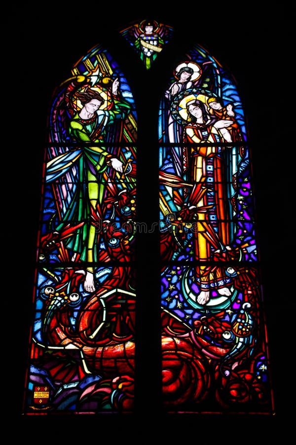 Multicolored Beautiful Stained Glass Windows In The Main Gothic