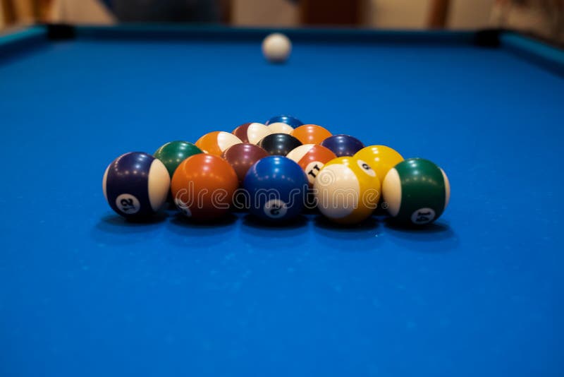 Multicolored Billiards, Billiard Balls on a Blue Table, Colored Balls ...