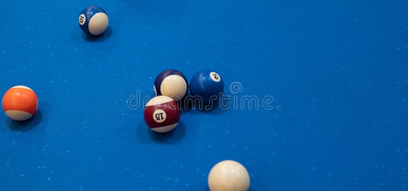 Multicolored Billiards, Billiard Balls on a Blue Table, Colored Balls ...
