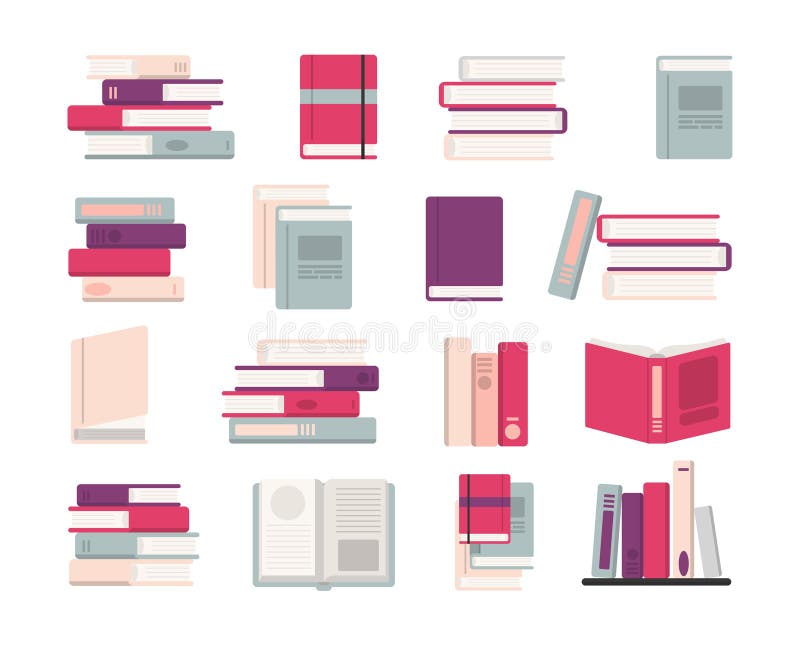 Multicolored Books of Various Authors Set Stock Vector - Illustration ...