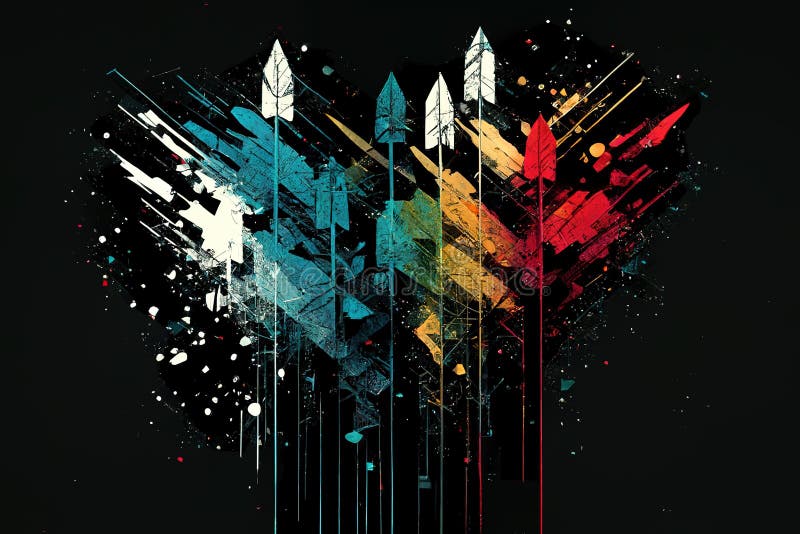 Multicolored Bow Arrows, Splashes of Bright Colors on a Black ...