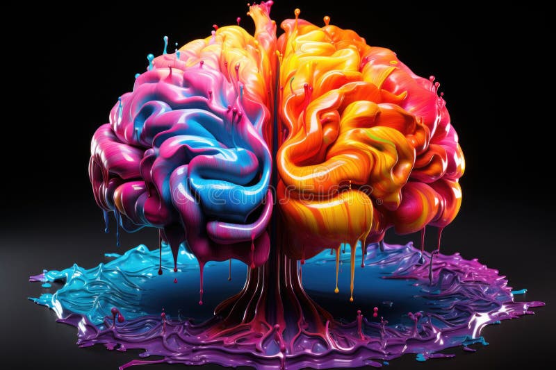 Multicolored Brain Illustration Symbolizing the Intricate Spectrum of ...