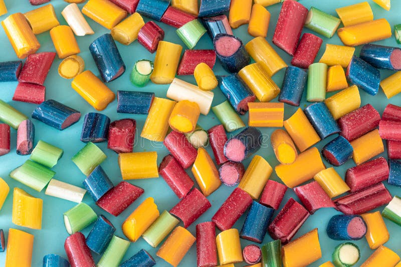Multicolored Bright Chewy Candies Close-up, Flat Lay. Stock Photo ...