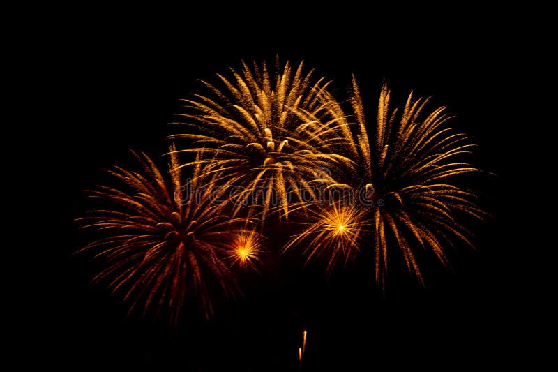 Multicolored Bright Sparks of Fireworks on the Black Sky. Horizontal ...