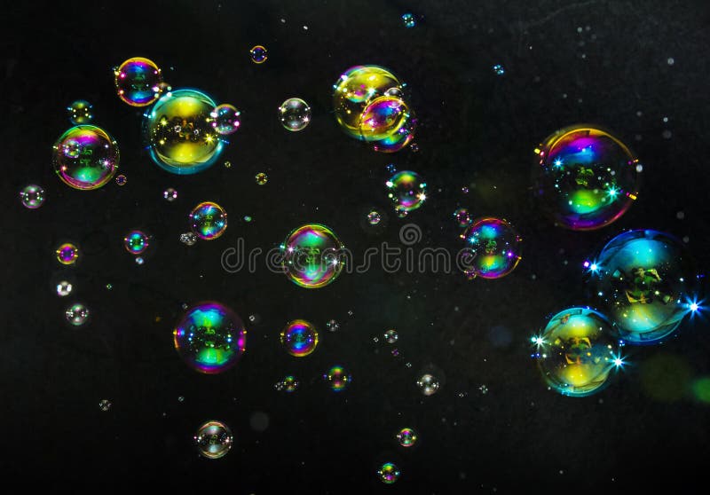 Multicolored Bubbles on a Dark Background Stock Image - Image of ...