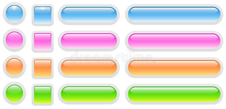 Multicolored Buttons Isolated, Shiny Glass Navigation Panel for Website ...