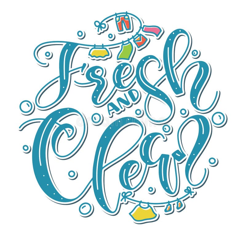 Laundry Multicolored Calligraphy Isolated on White Background. Vector ...