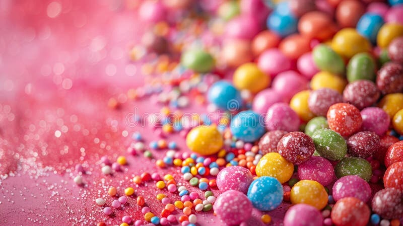 Multicolored Candies on Pink, Abstract Candy Background with Space for ...