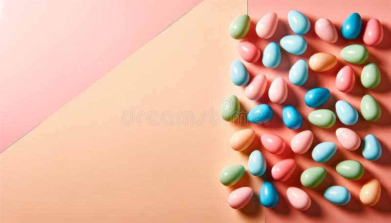 Multicolored Candy Eggs Encircle a Warm Beige Backdrop Stock Photo ...