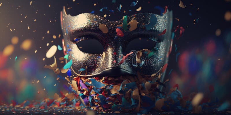 Multicolored Carnival Mask Banner Stock Illustration - Illustration of ...