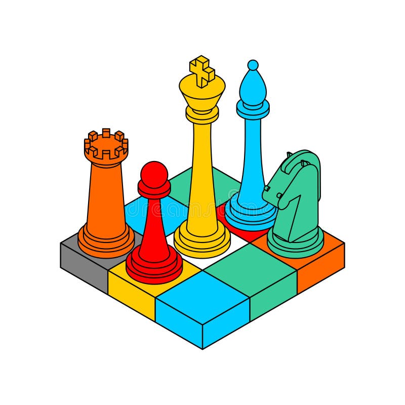 Multicolored Chess. Chess Game Sign for Chess Club Stock Illustration ...