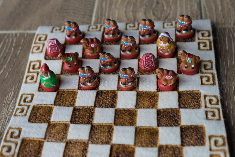 Multicolored Chess Stand on a Cloth Board Stock Image - Image of ...