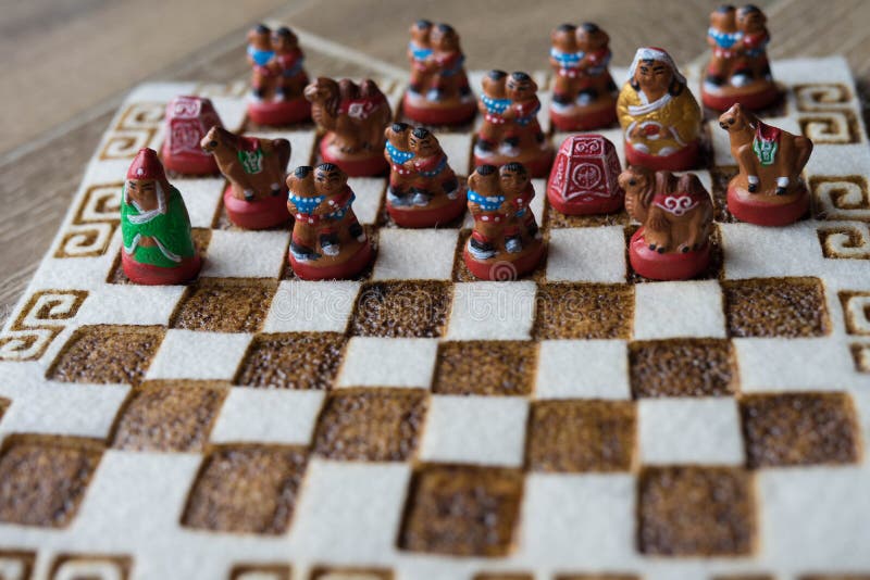 Multicolored Chess Stand on a Cloth Board Stock Image - Image of mind ...