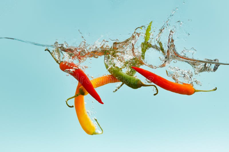102 Chili Peppers Falling Water Splash Stock Photos - Free & Royalty ...