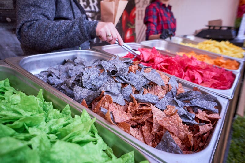 Multicolored Chips. Chips with Dye. Sale of Chips of Different Colors ...