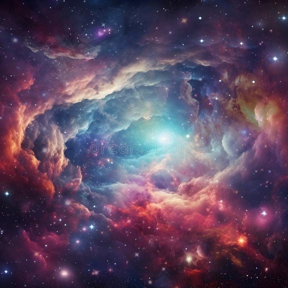 Incredible Massive Deep Space Nebula with Turquoise Center Stock ...