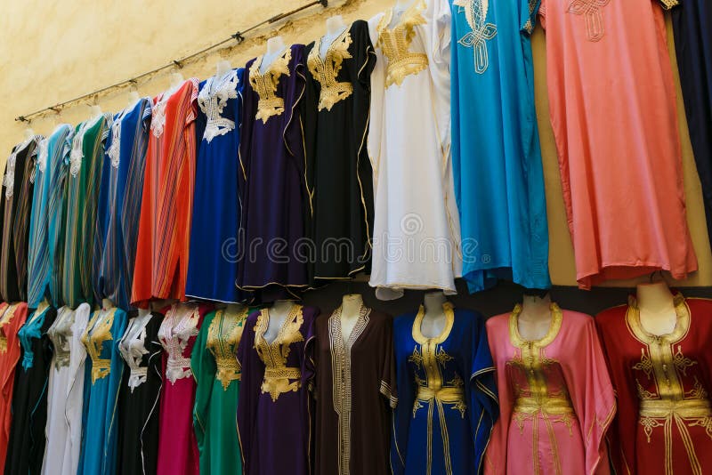 Multicolored Clothes on a Souk in Fez, Morocco Stock Photo - Image of ...