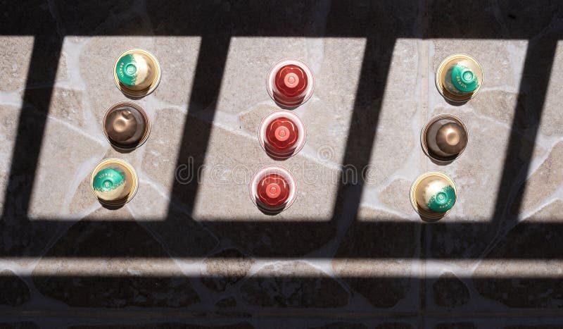 Multicolored Coffee Machine Capsules are Arranged in Shadow Frames ...