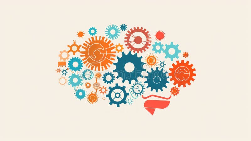 Multicolored Cogwheels Forming the Shape of a Human Head Symbolizing ...