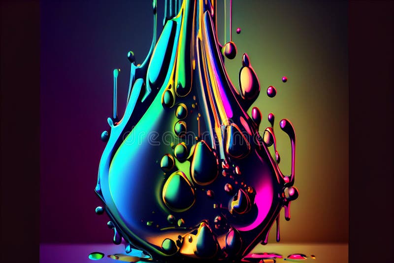 Multicolored Colorful Big Drop of Paint Flowing Down, Art Stock ...