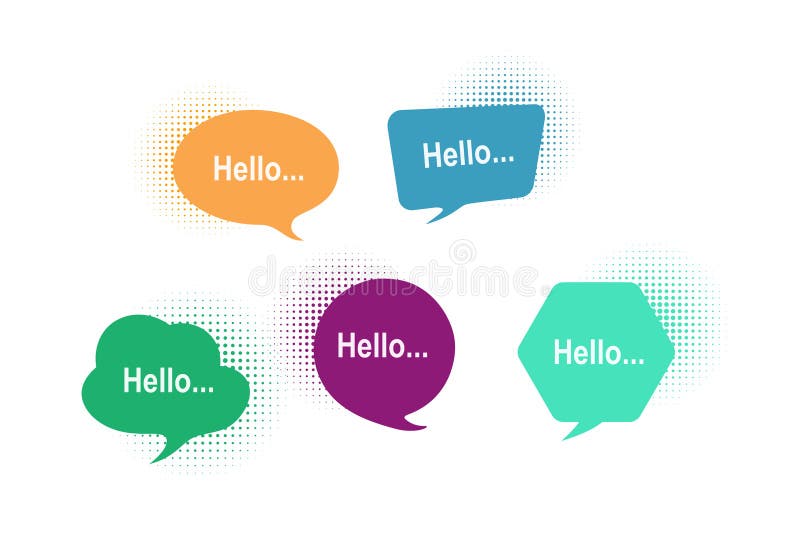Multicolor Communication Speech Bubbles on White Background with Hello ...