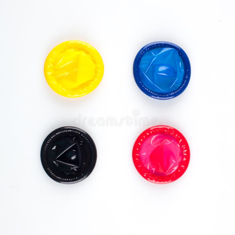 Multicolored Condoms Isolated on White Background Stock Image - Image ...