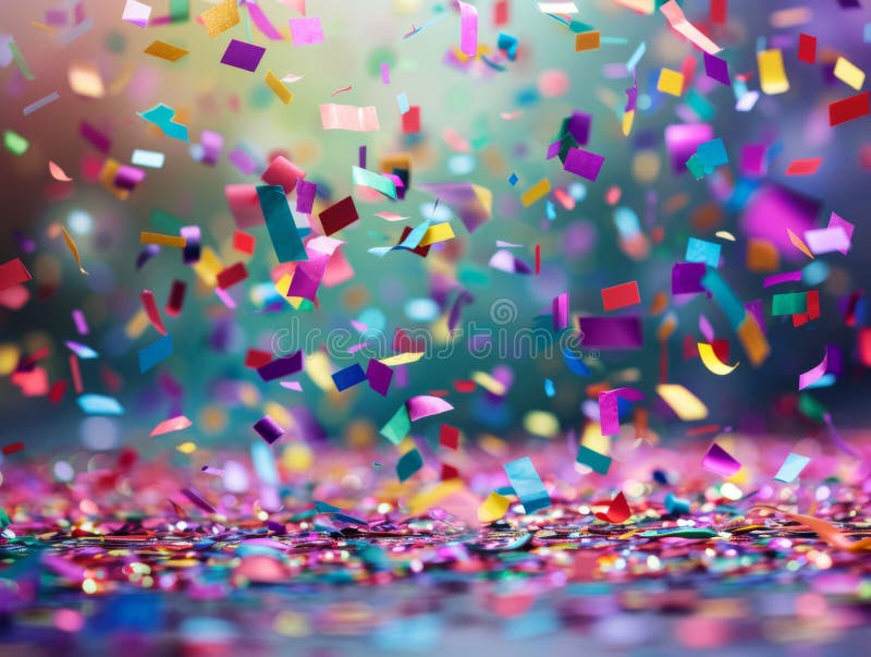 Multicolored Confetti Falling on a Glittery Surface Stock Illustration ...