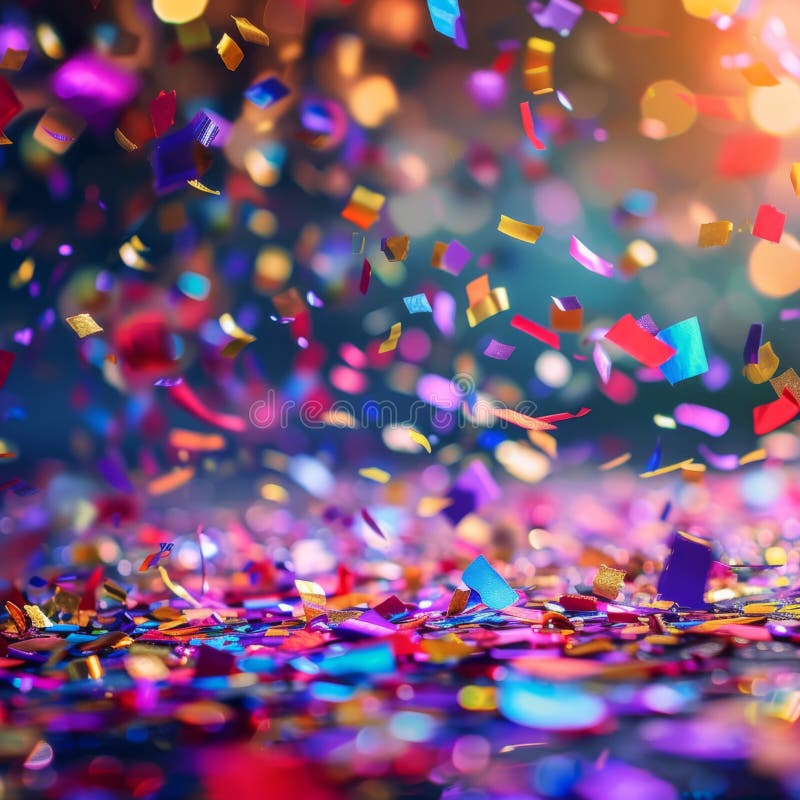 Multicolored Confetti Falling Onto a Surface Stock Illustration ...