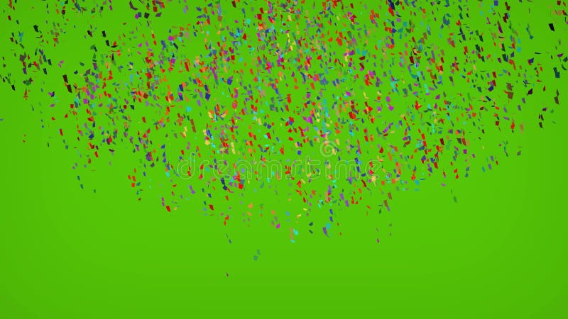 Multicolored Confetti Falling Over Green Screen. Holiday or Party ...