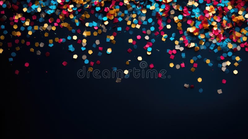Multicolored Confetti Spread on Black Background Stock Illustration ...