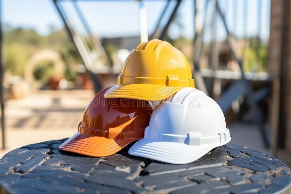 Multicolored Construction Worker Hats for Safety and Teamwork in ...