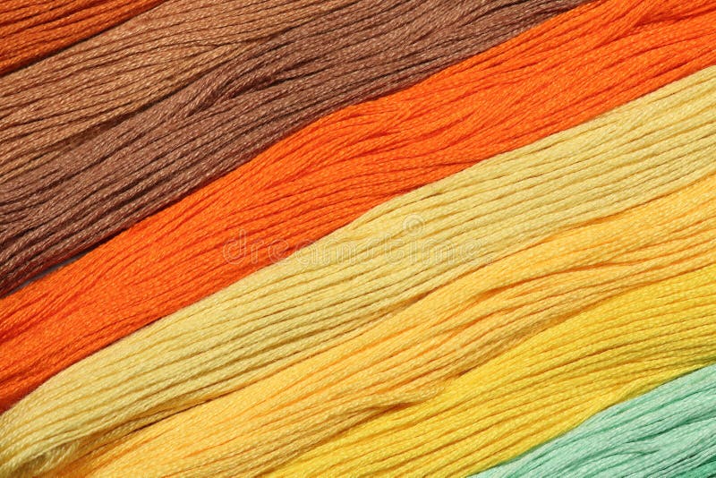 Multicolored Cotton Threads for Embroidery are Arranged in a Row Stock ...
