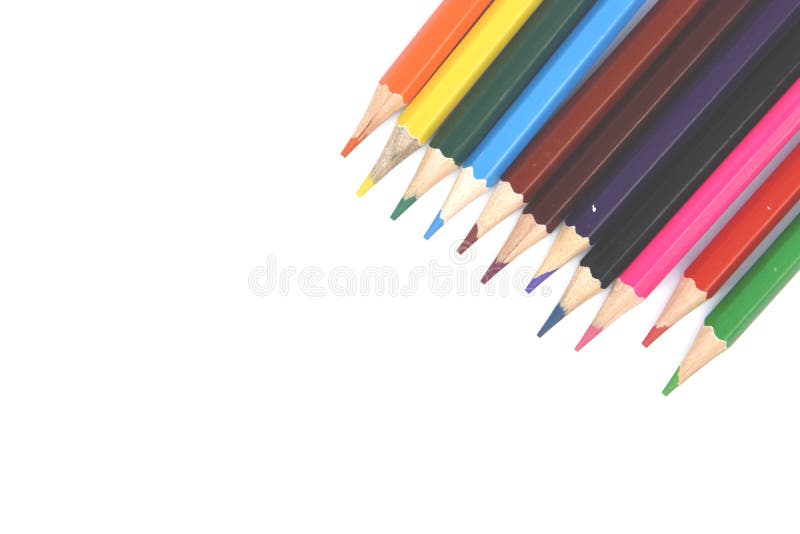 Multicolored Crayons on White Background Stock Photo - Image of ...