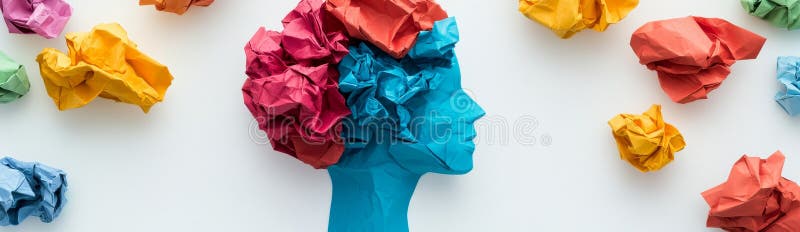 Multicolored Crumpled Paper Head Representing Different Human ...
