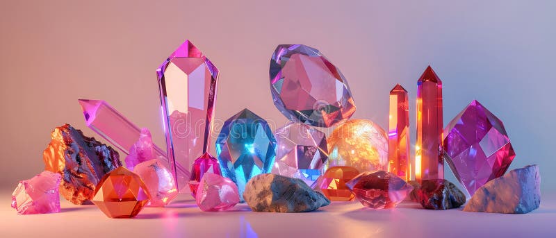 Multicolored Crystal Stones and Diamonds on Studio Background Stock ...