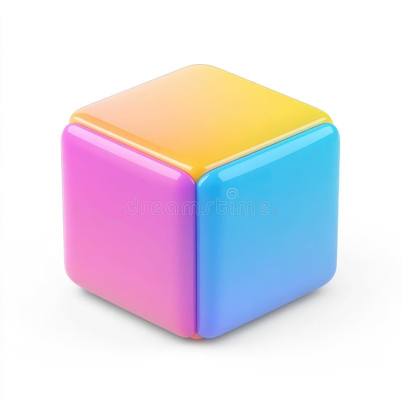 Multicolored Cube with Gradient Faces Stock Illustration - Illustration ...