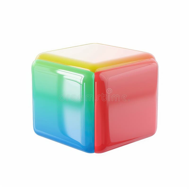 Abstract Colorful Glossy Cube, 3D Render Stock Illustration ...
