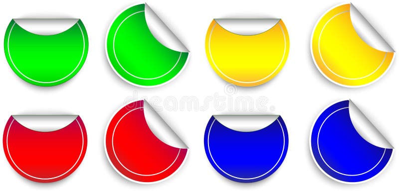 Multicolored curled label. stock vector. Illustration of shadow - 82015002