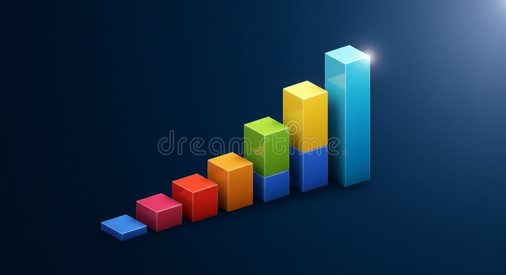 Multicolored 3D Bar Graph with Seven Vertical Columns, Incrementally ...