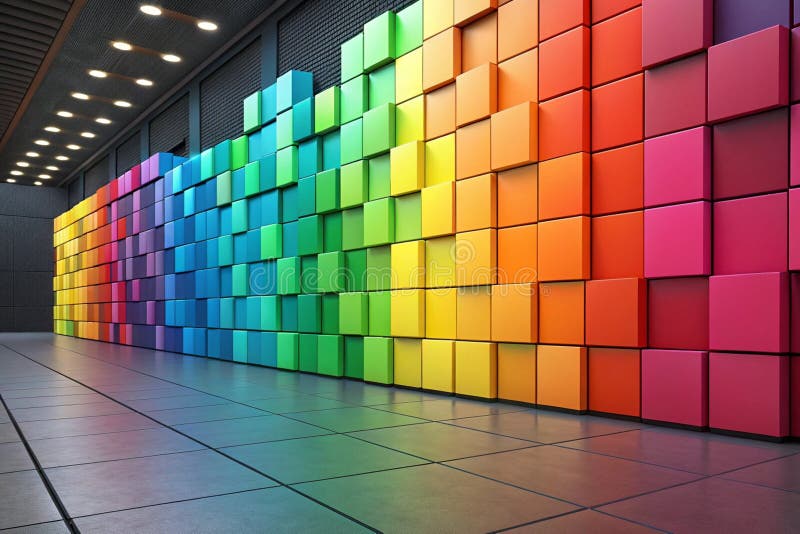 Multicolored 3D Block Background. Tech Wallpaper with Vibrant Colors ...
