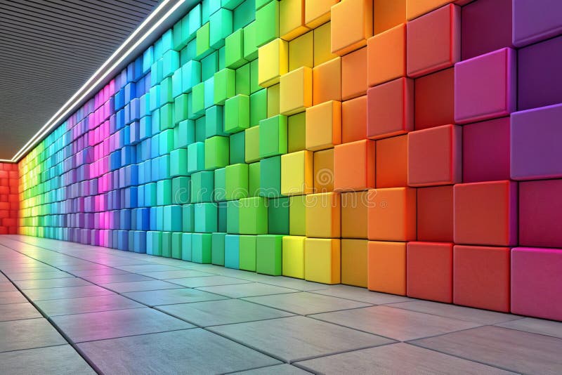 Multicolored 3D Block Background. Tech Wallpaper with Vibrant Colors ...