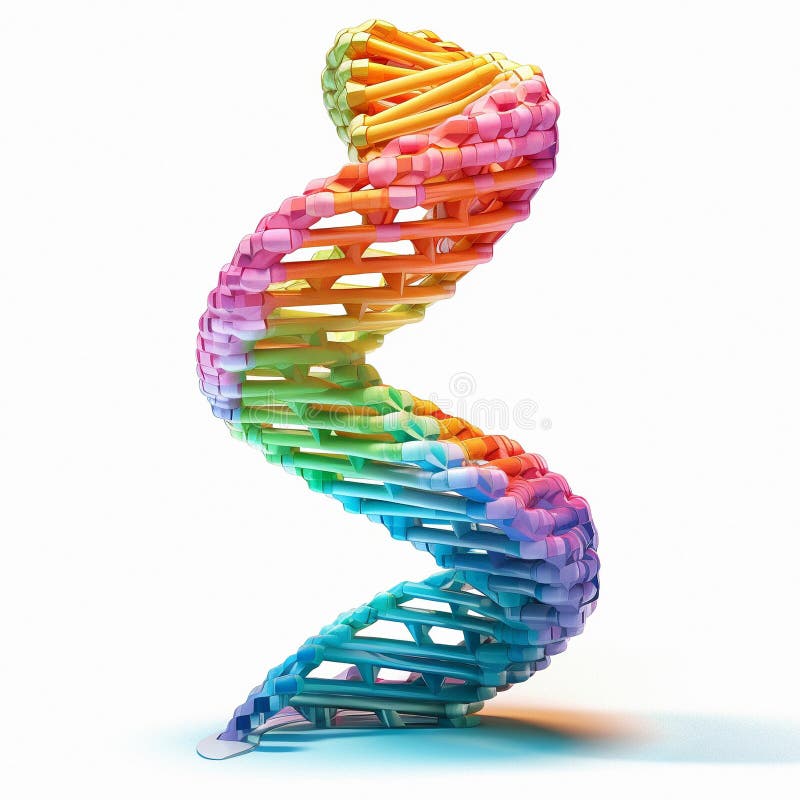 Multicolored 3d Dna Structure on a White Background Stock Illustration ...