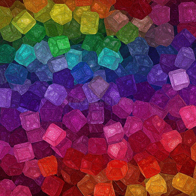 Multicolored 3D Geometric Cubes Overlap in a Seamless Pattern, Creating ...