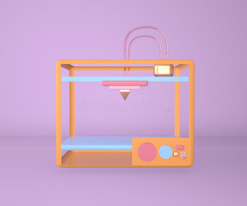 Multicolored 3d Printer Printering 3d Render, 3d Illustration. Stock ...
